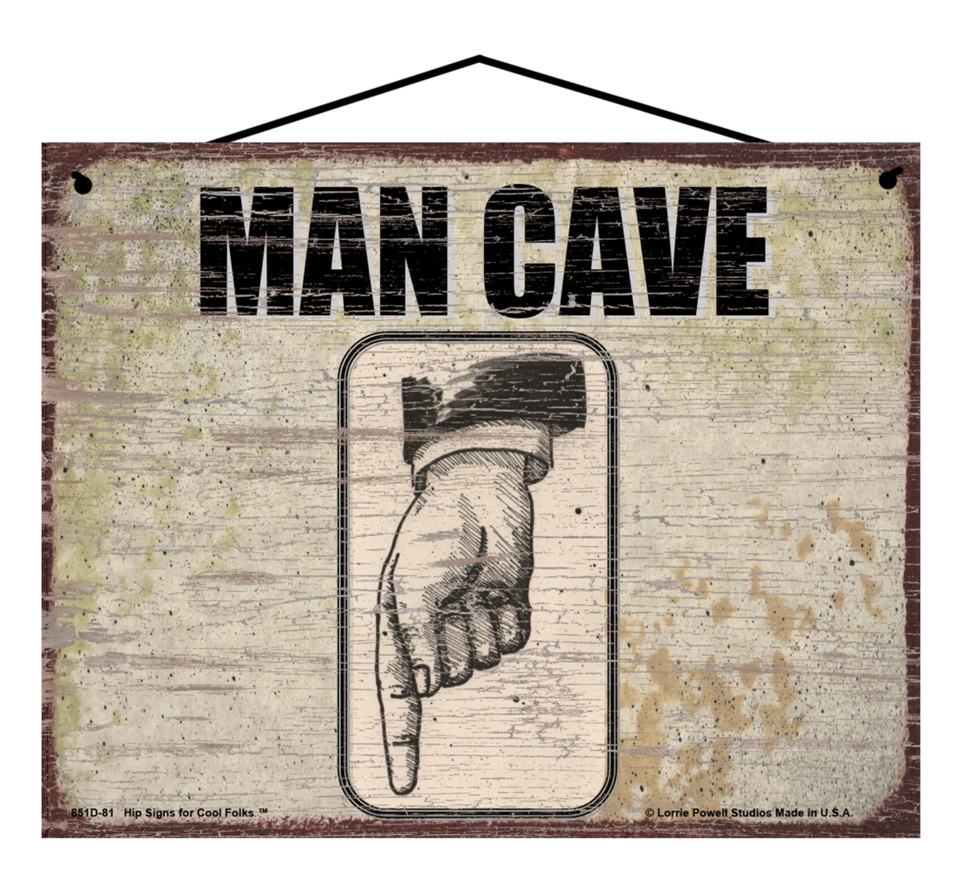 Man Cave Pointing Down - Vintage Style Sign – Hip Signs For Cool Folks